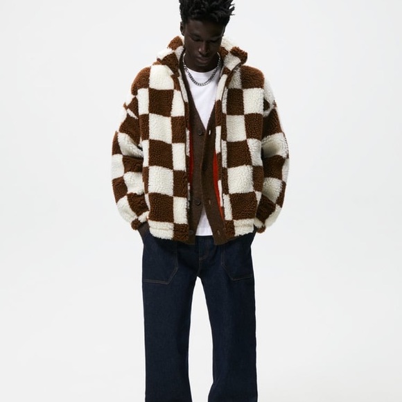 Zara | Jackets & Coats | Zara Men Combination Checkered Plaid Fleece ...